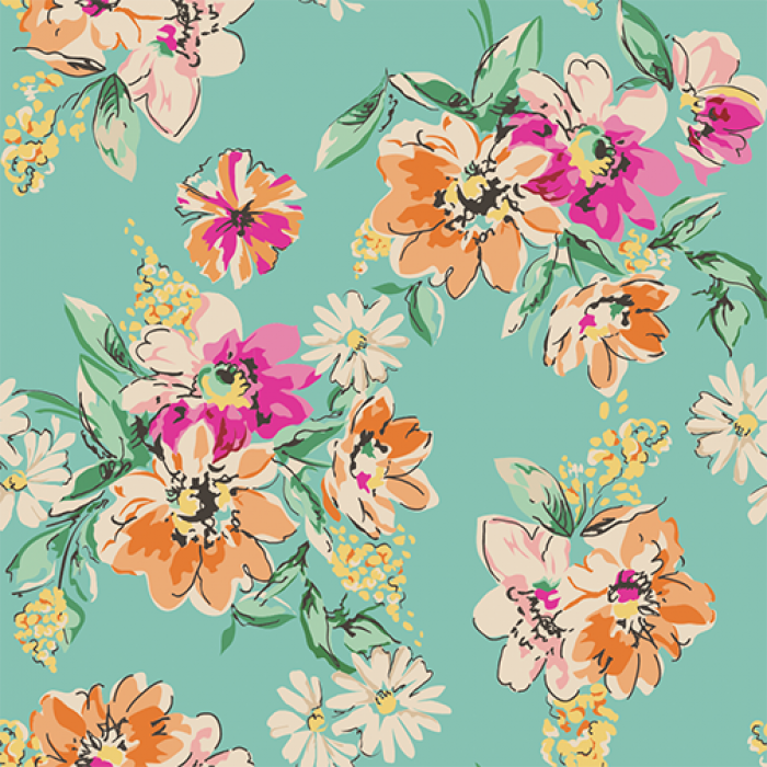 Orange and Pink Floral Pattern - Kids Spaces & Nursery - Search Art