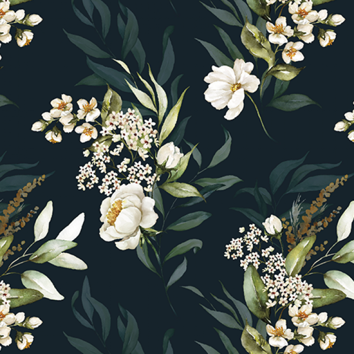 Majestic Dark Floral Pattern - Floral - Search Art