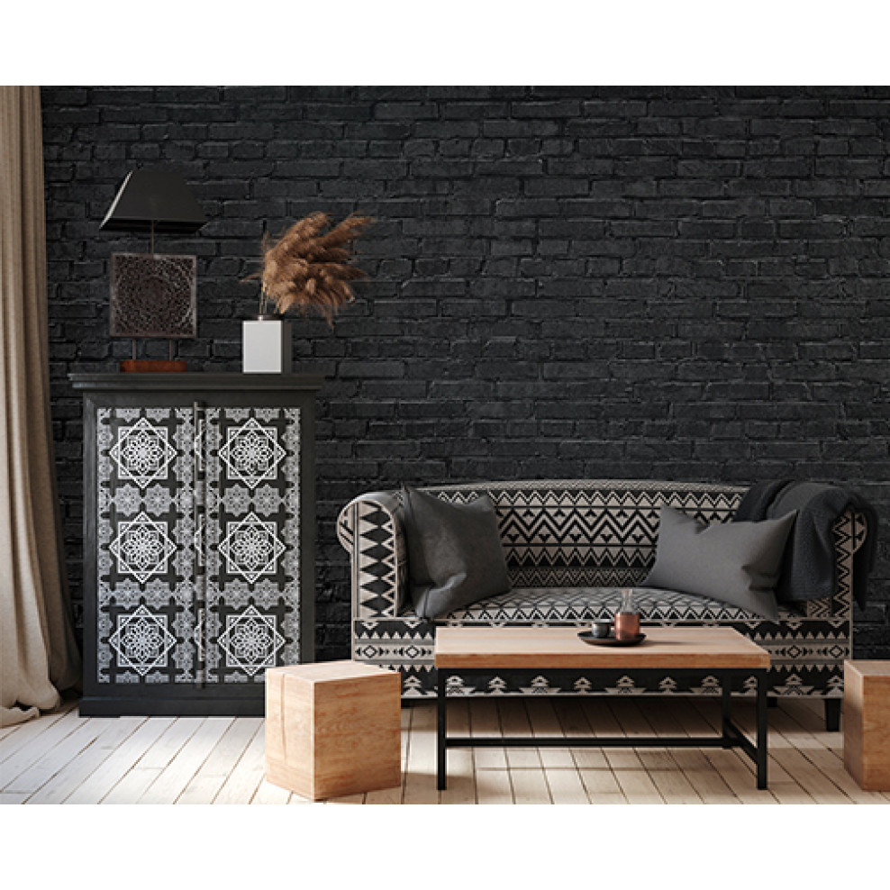 Black Rustic Brick Pattern