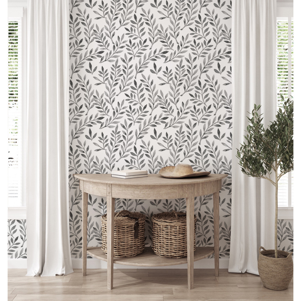 black and white leaf pattern