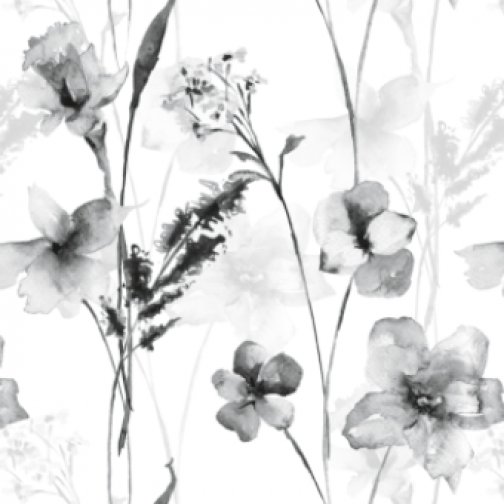 Wild Flowers Pattern (B&W) - Patterns - Search Art